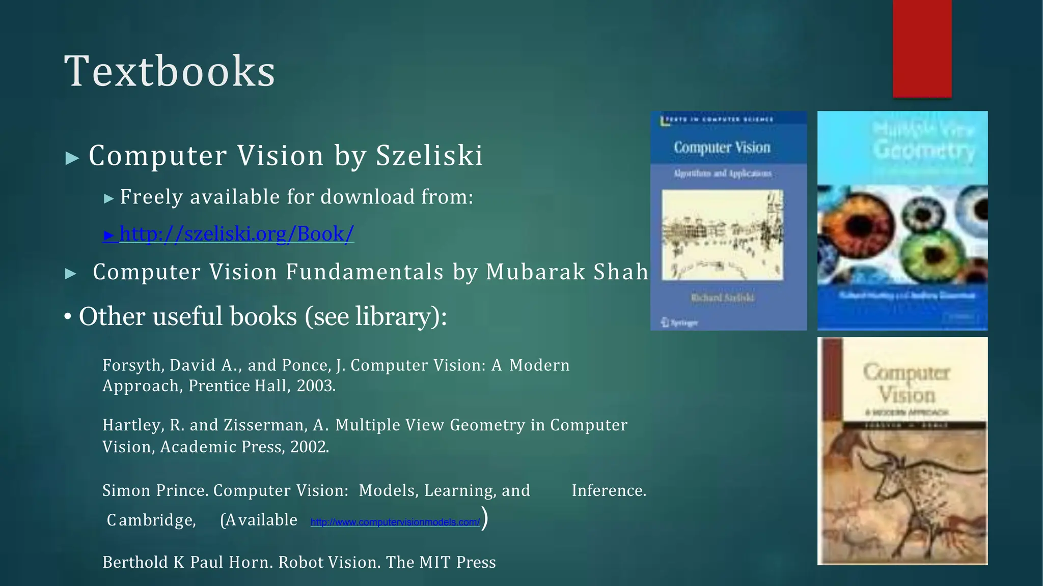 Computer Vision Course includes deep learning | PPTX