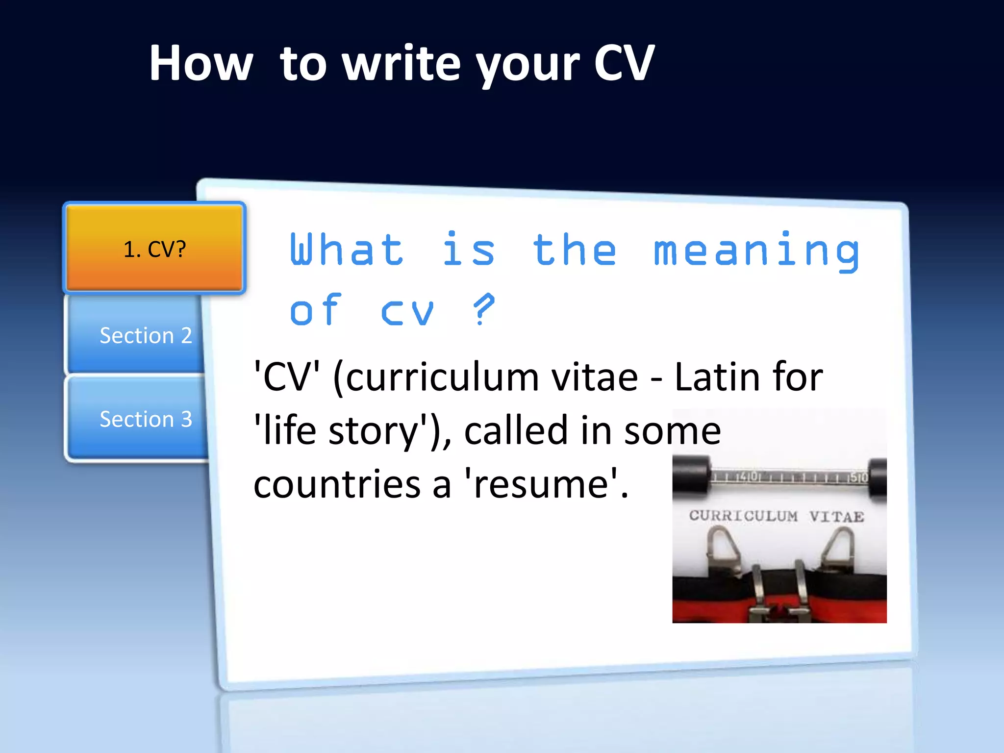 Cv lecture | PPT