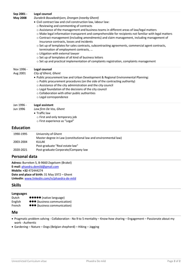 Cv legal counsel eng | PDF | Legal Services Industry | Industries