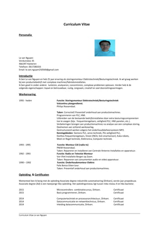 Cv le van nguyen | PDF