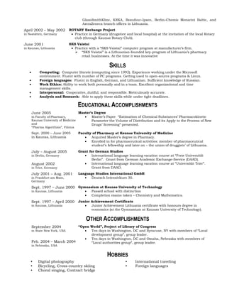 Résumé of Liudvikas Paskevicius | PDF