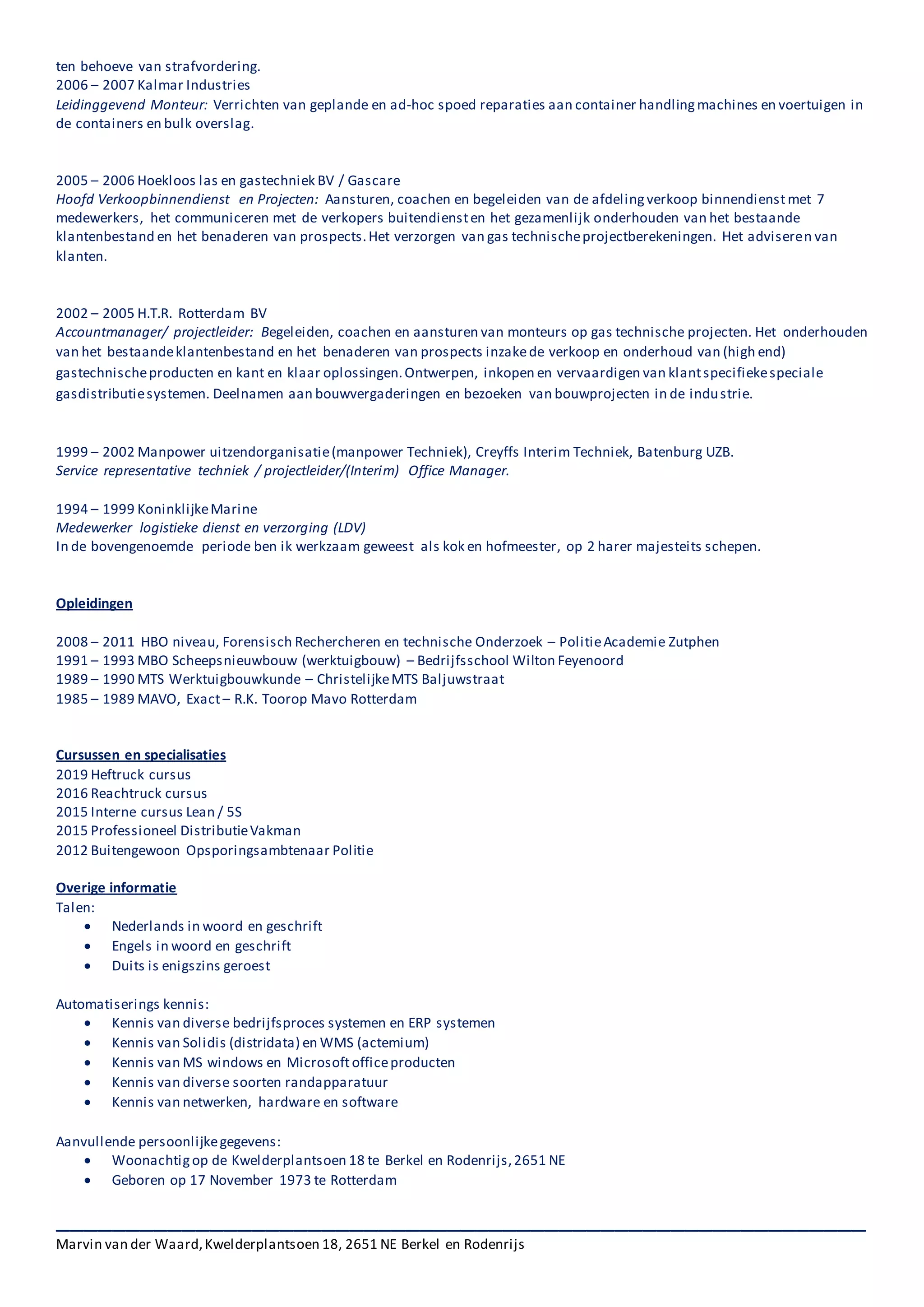 Cv M. van der waard 2020 | DOCX