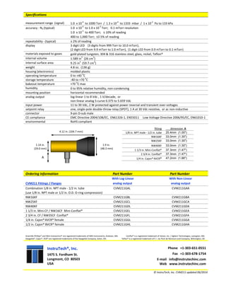 Stinger Convection Vacuum Gauge Measurement and Display Unit | PDF