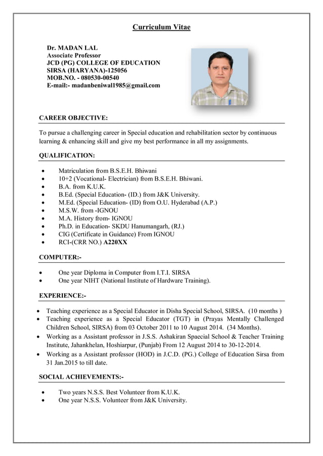 Dr. Madan Lal is a Rehabilitation Professional working in the field of Intellectual Disability ...