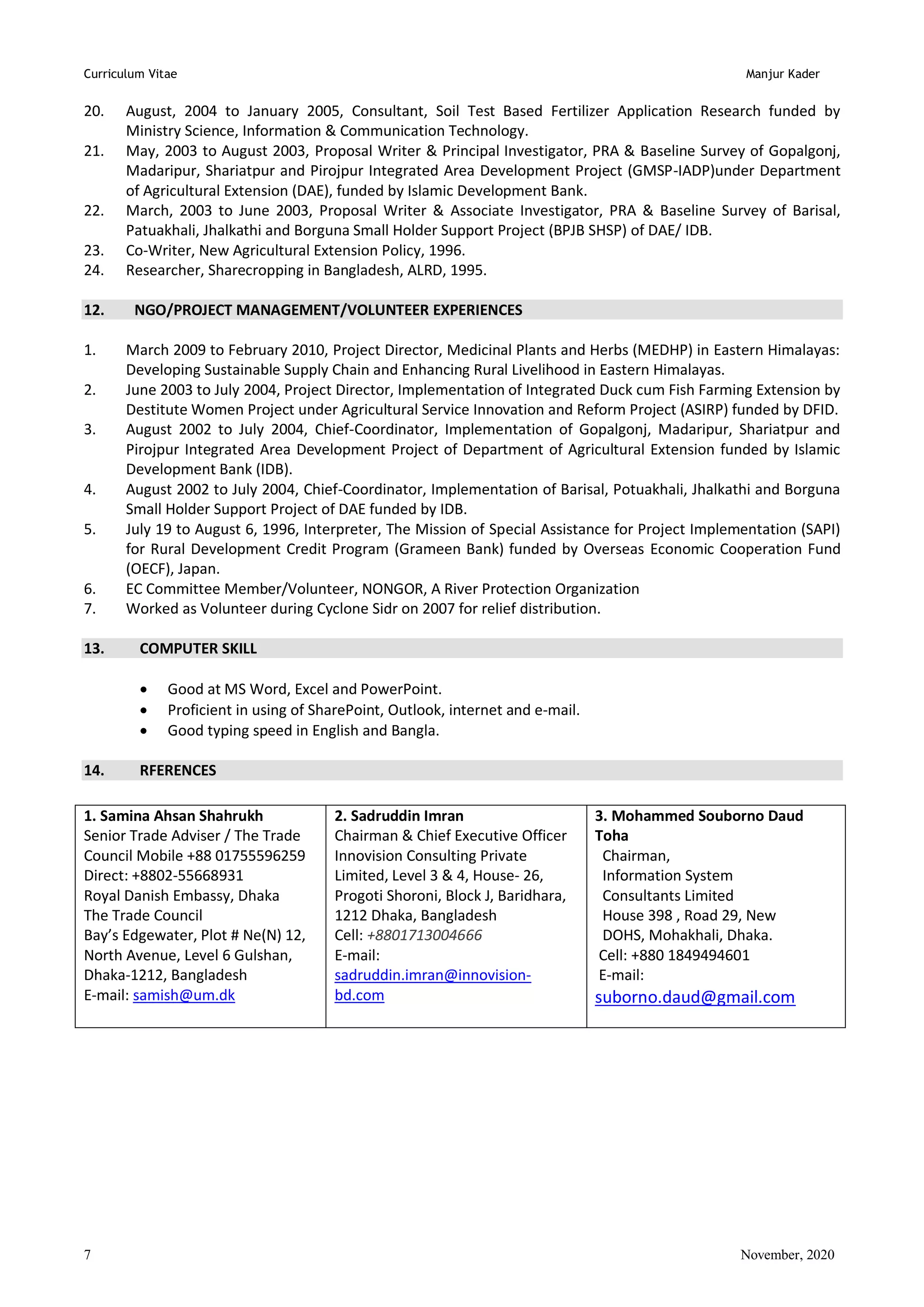 CV Manjur Kader 2021 | PDF