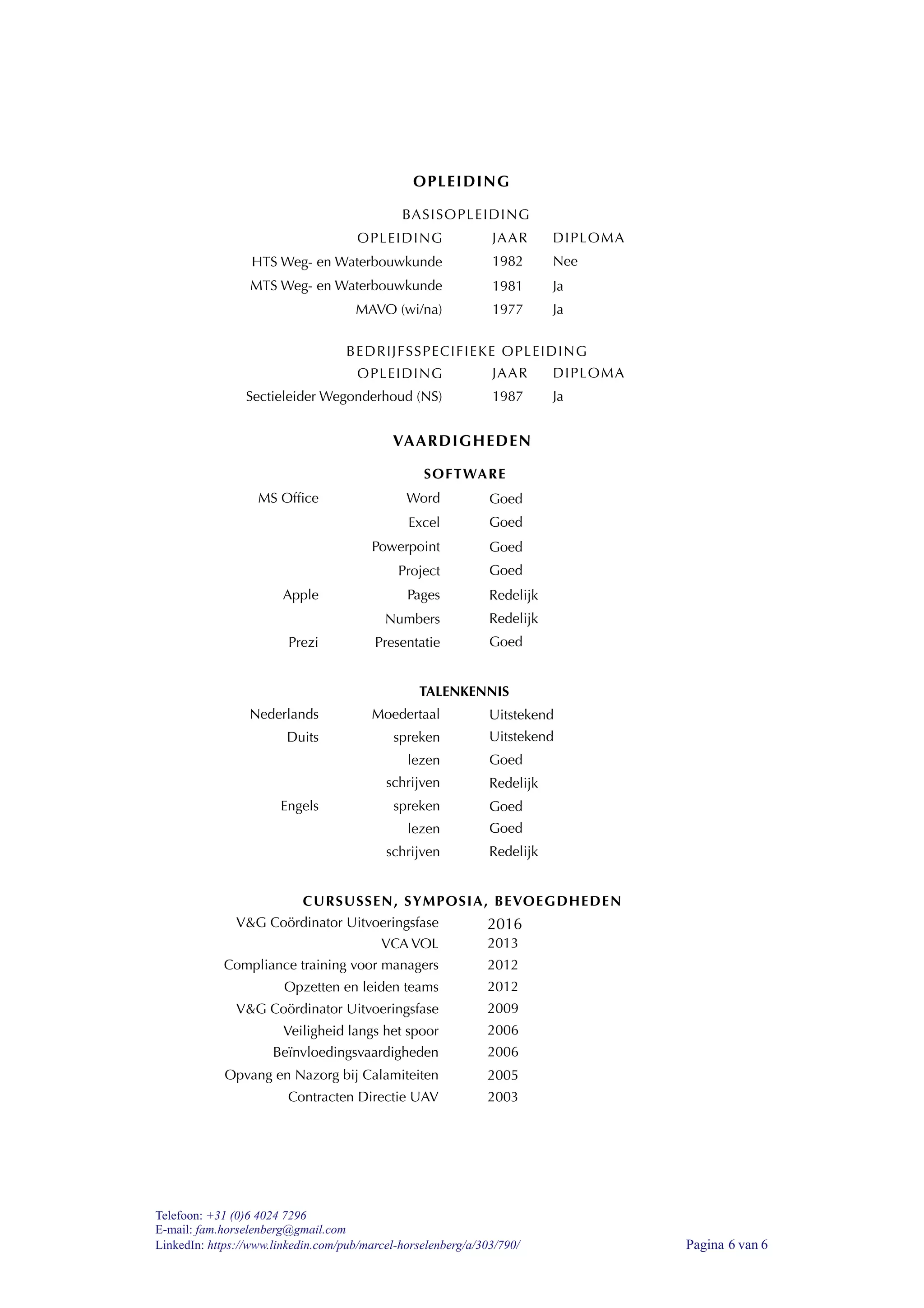 Cv marcel horselenberg nl status sept 2018 maximaal | PDF