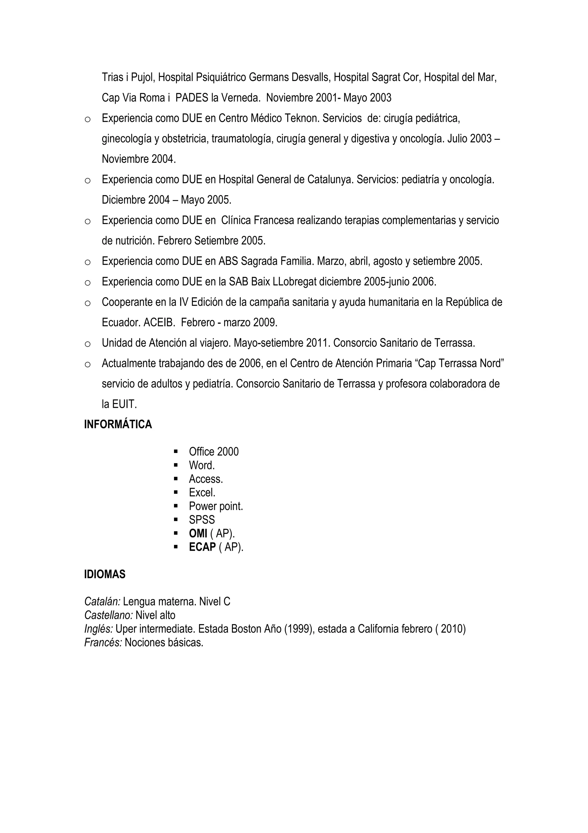 Cv maria castella_sin domicilio | PDF | Descarga Gratuita