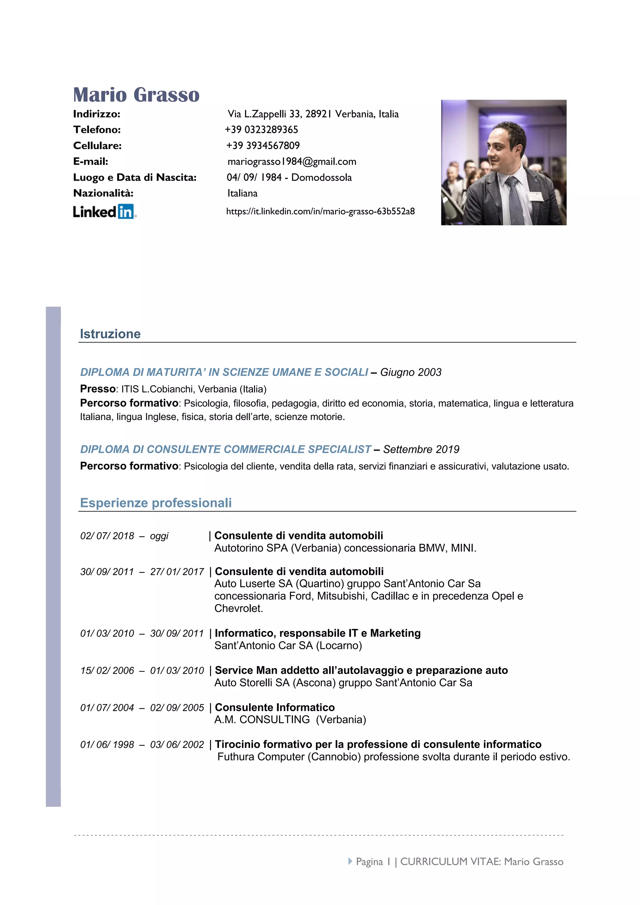 Cv mario automobili 2019 | PDF