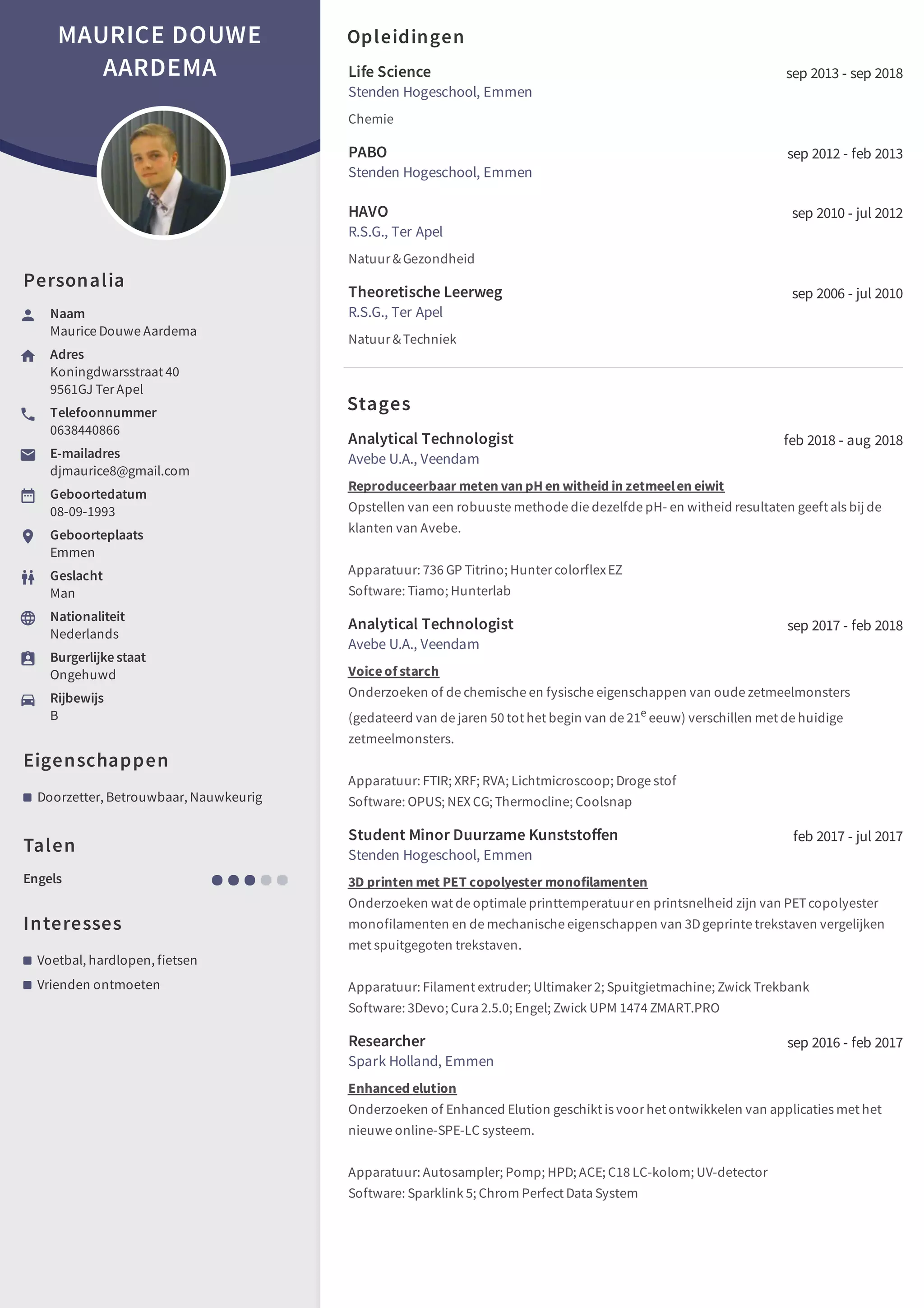 Cv maurice douwe aardema referentie op aanvraag | PDF