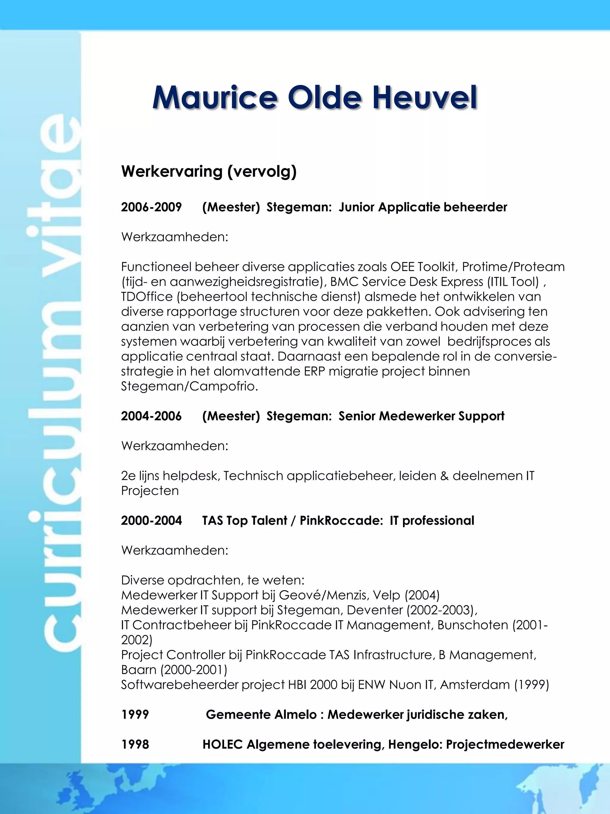 Cv maurice olde heuvel | PDF