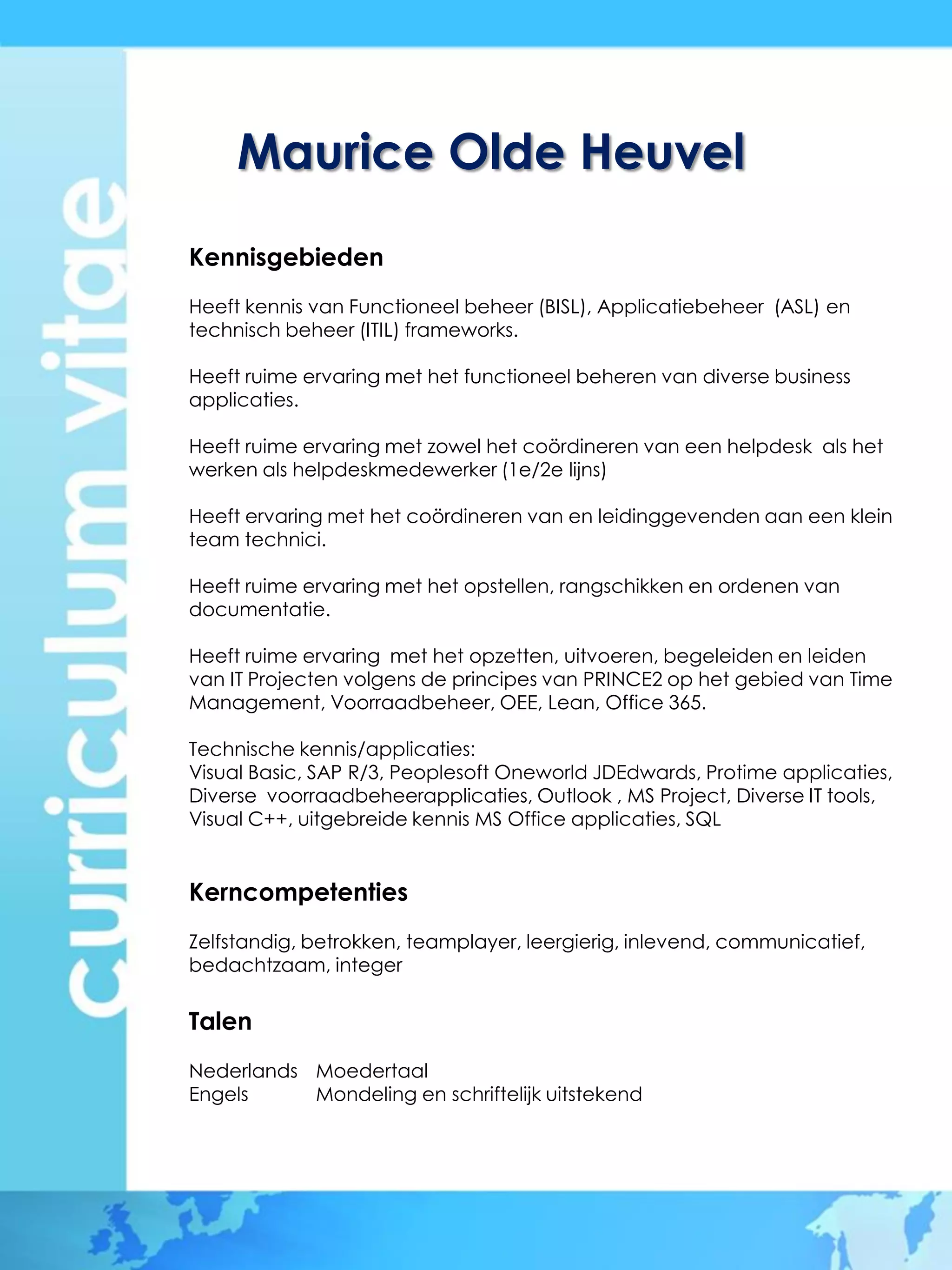Cv maurice olde heuvel | PDF