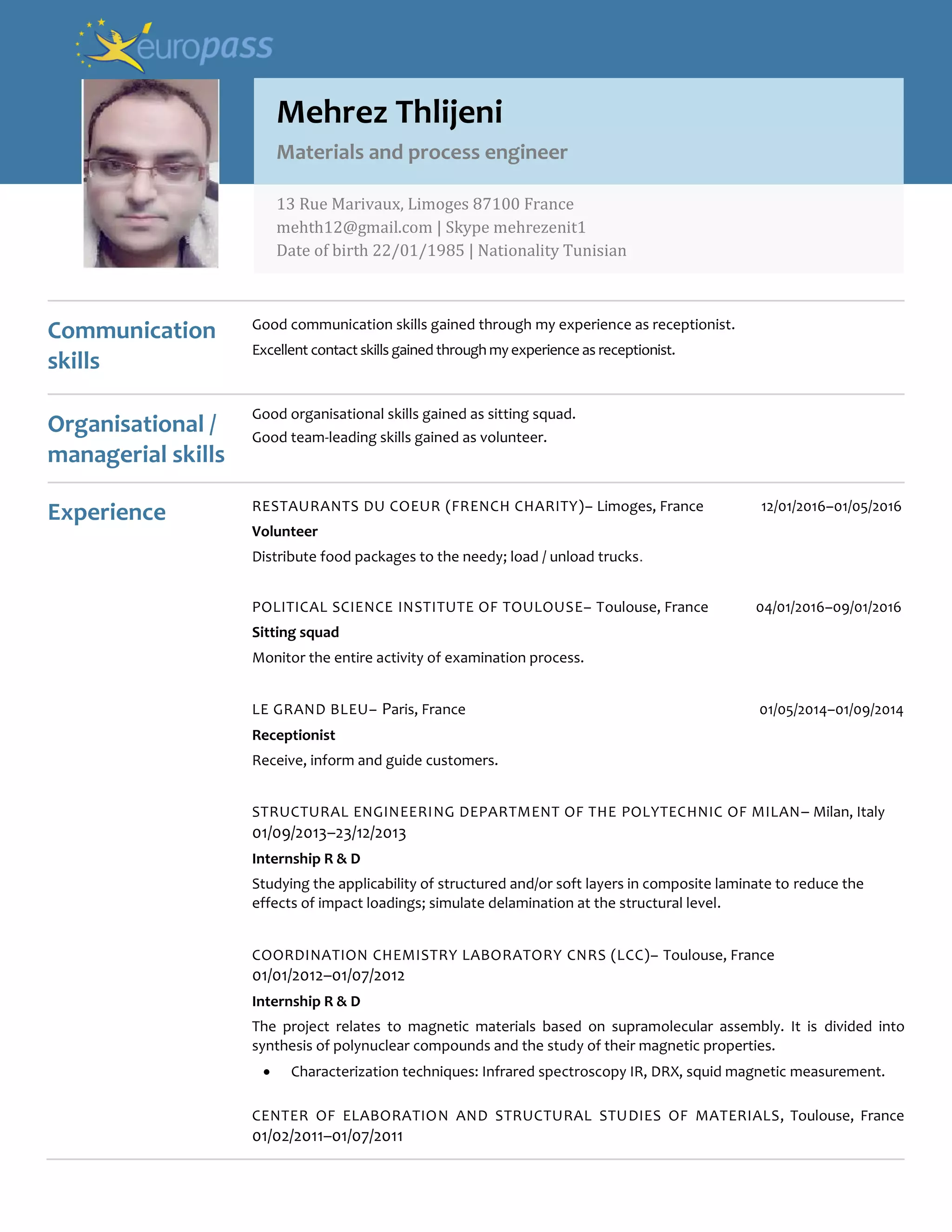 New Cv mehrez thlijeni | PDF