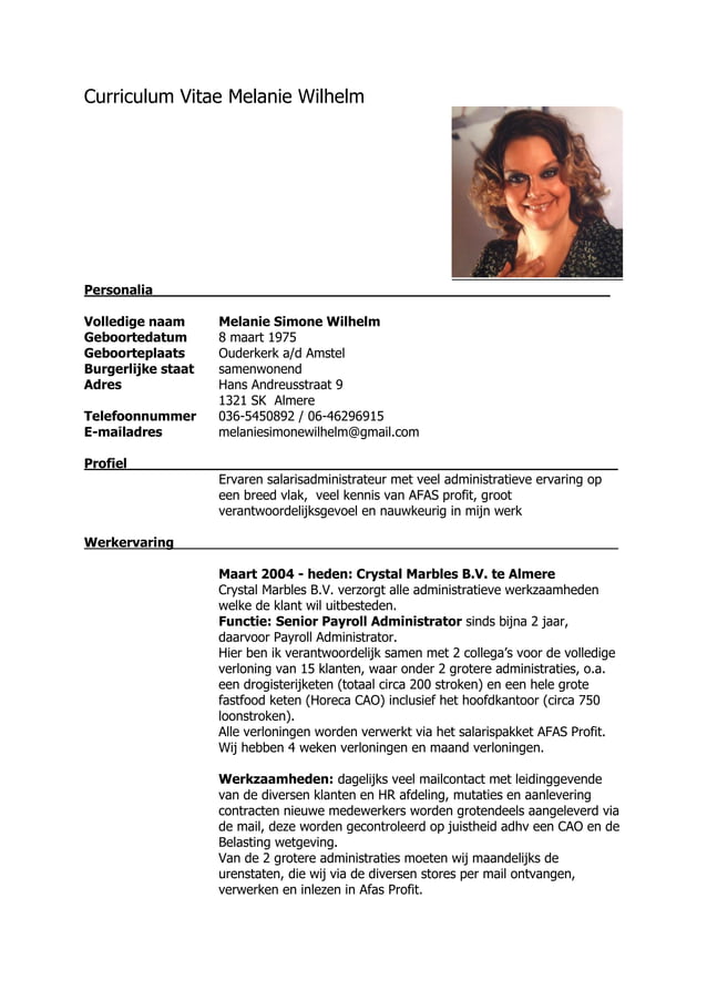 CV melanie wilhelm | PDF