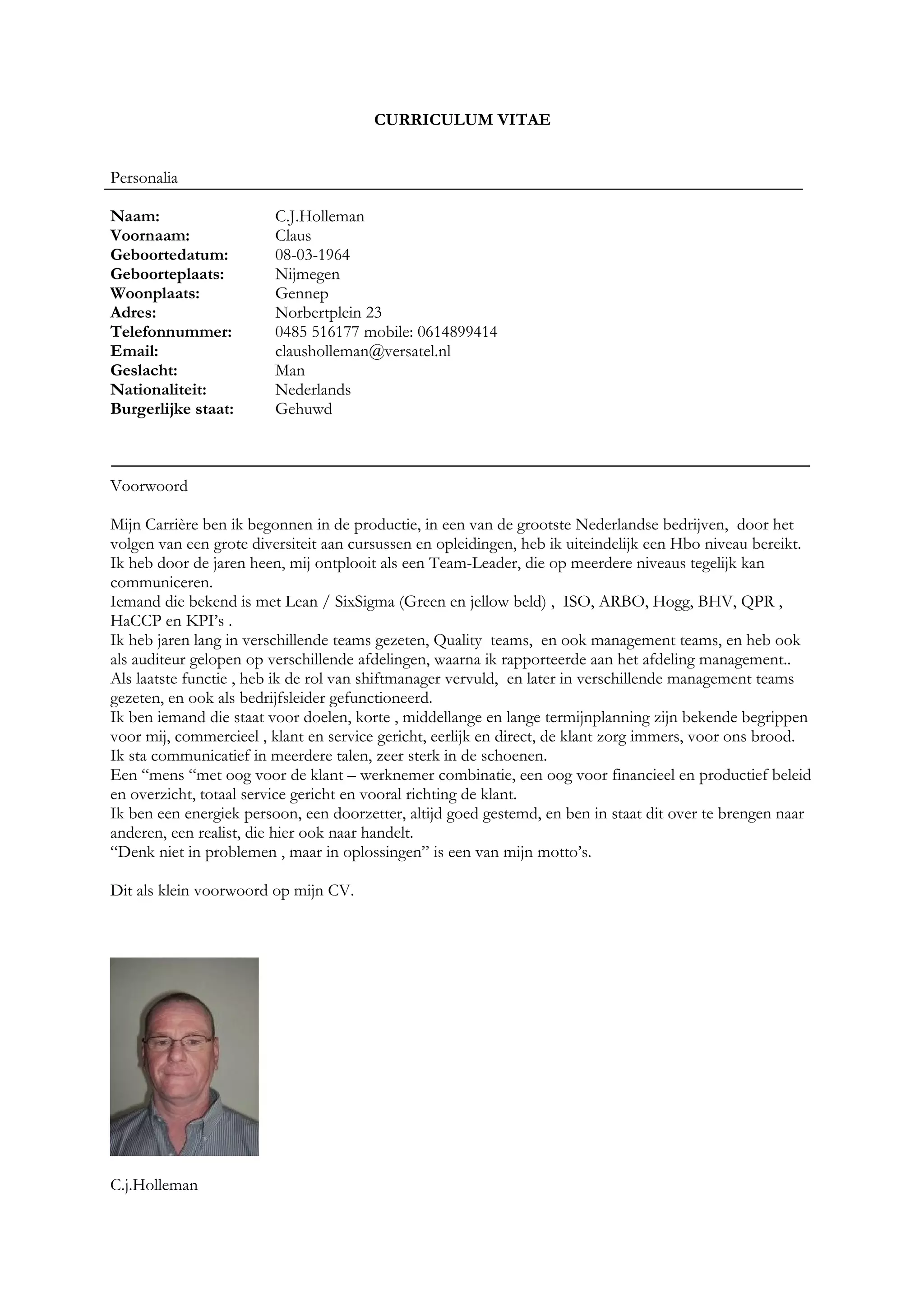 Cv met foto update | DOC