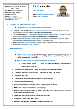 Cv mezine adel | PDF | Computing | Technology & Computing