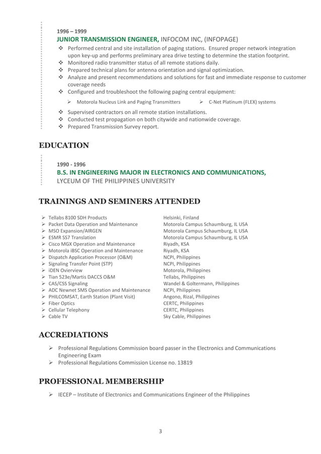 Cv michael flaviano 2017 - Telecommunication Engineer | PDF