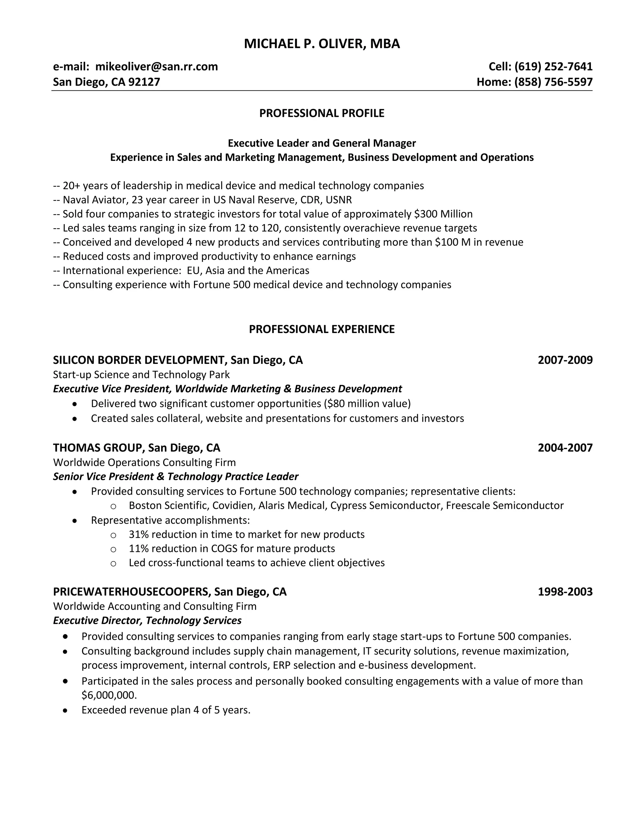 MIke Oliver Resume | PDF