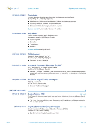 CV Maja Miljanović (ex Boban) | PDF