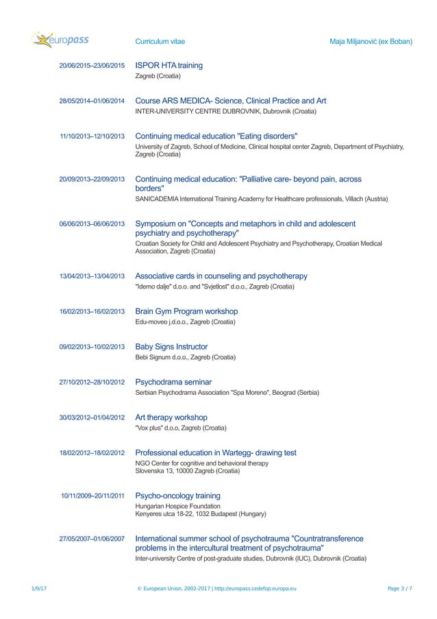 CV Maja Miljanović (ex Boban) | PDF