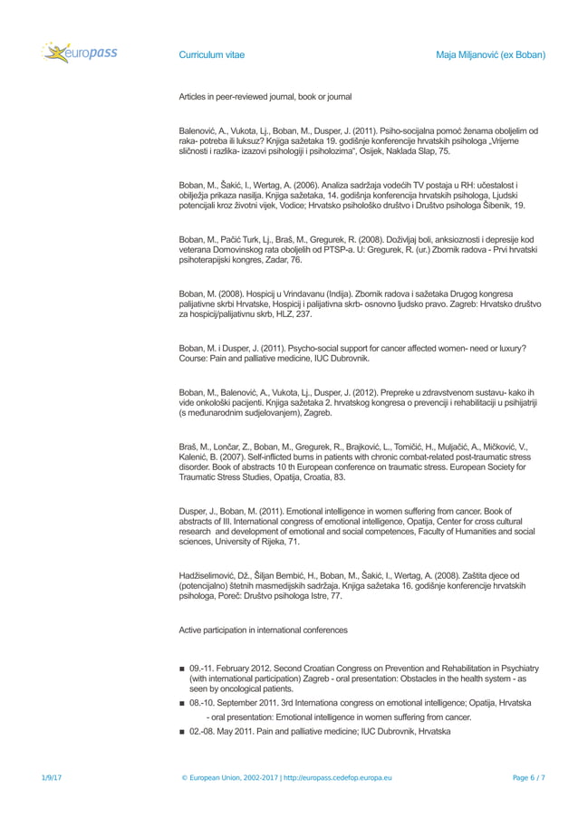CV Maja Miljanović (ex Boban) | PDF