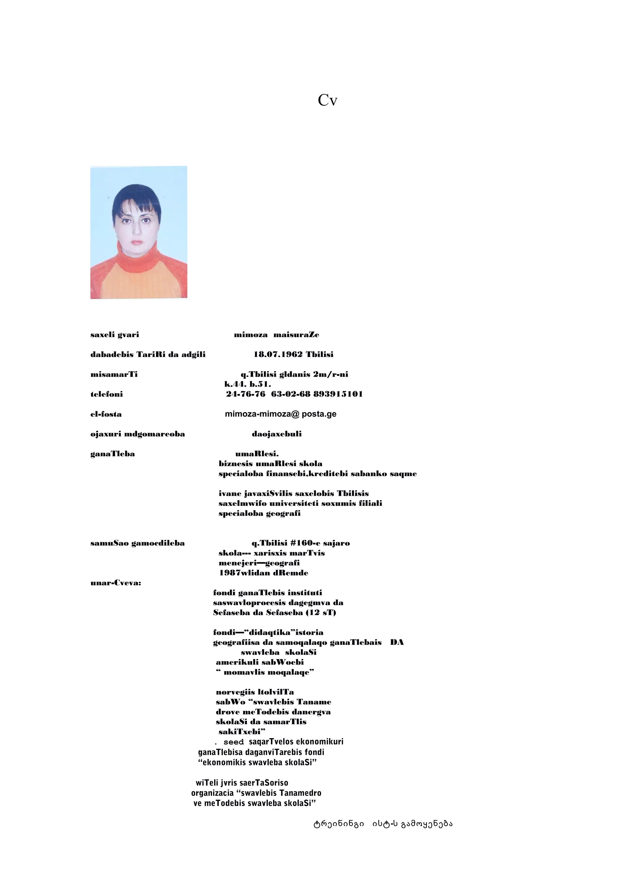 Cv mimoza | DOC
