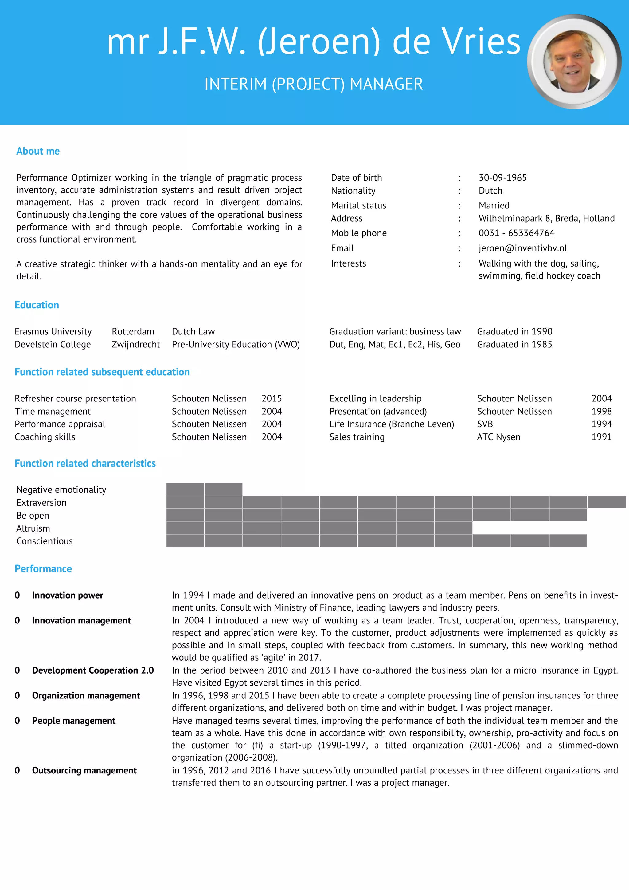 Cv mr jfw de vries 2018 uk | PDF