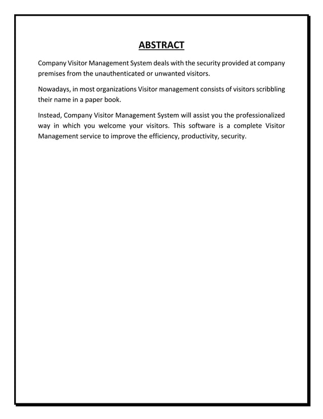 Company Visitor Management System Report.docx | Programming Languages ...