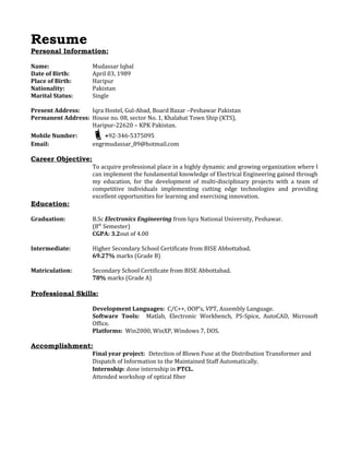 Cv mudassar iqbal | DOC