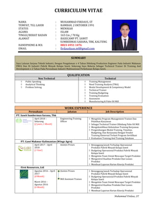 Cv (muhammad firdaus) | PDF