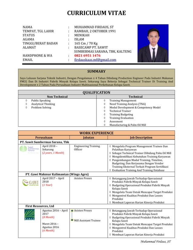 Cv (muhammad firdaus) | PDF