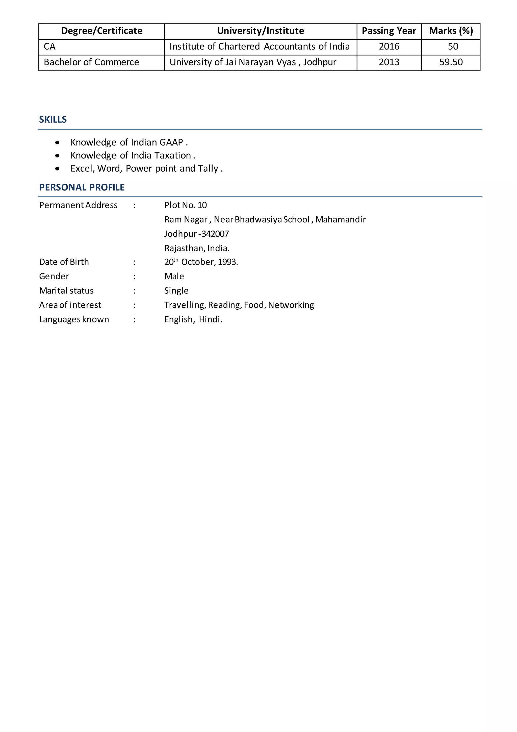 Cv mukesh rathi | PDF