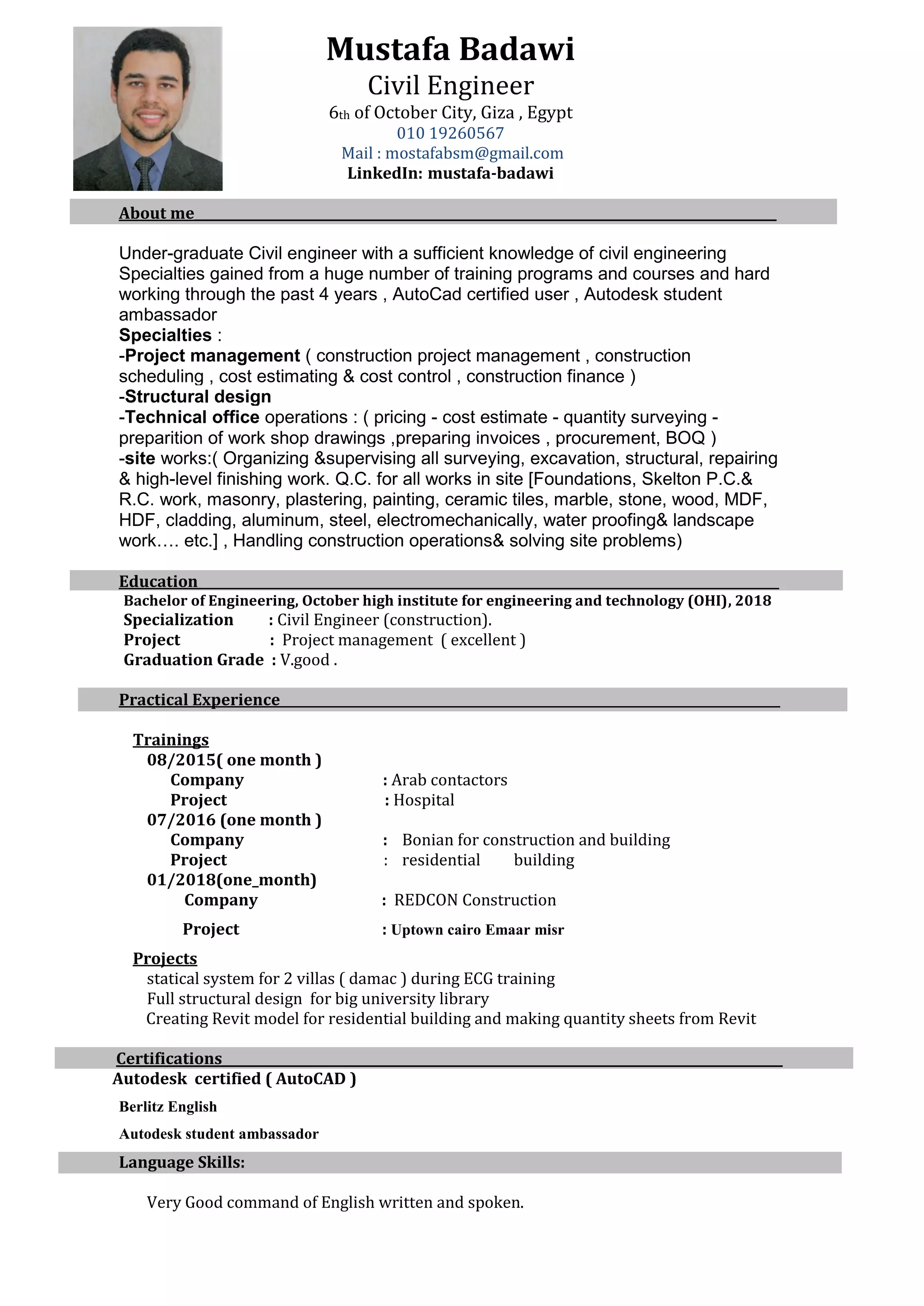 Cv mustafa badawi . | PDF