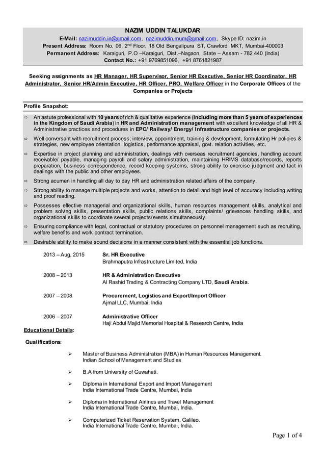 CV- Nazim Uddin Talukdar- HR | PDF