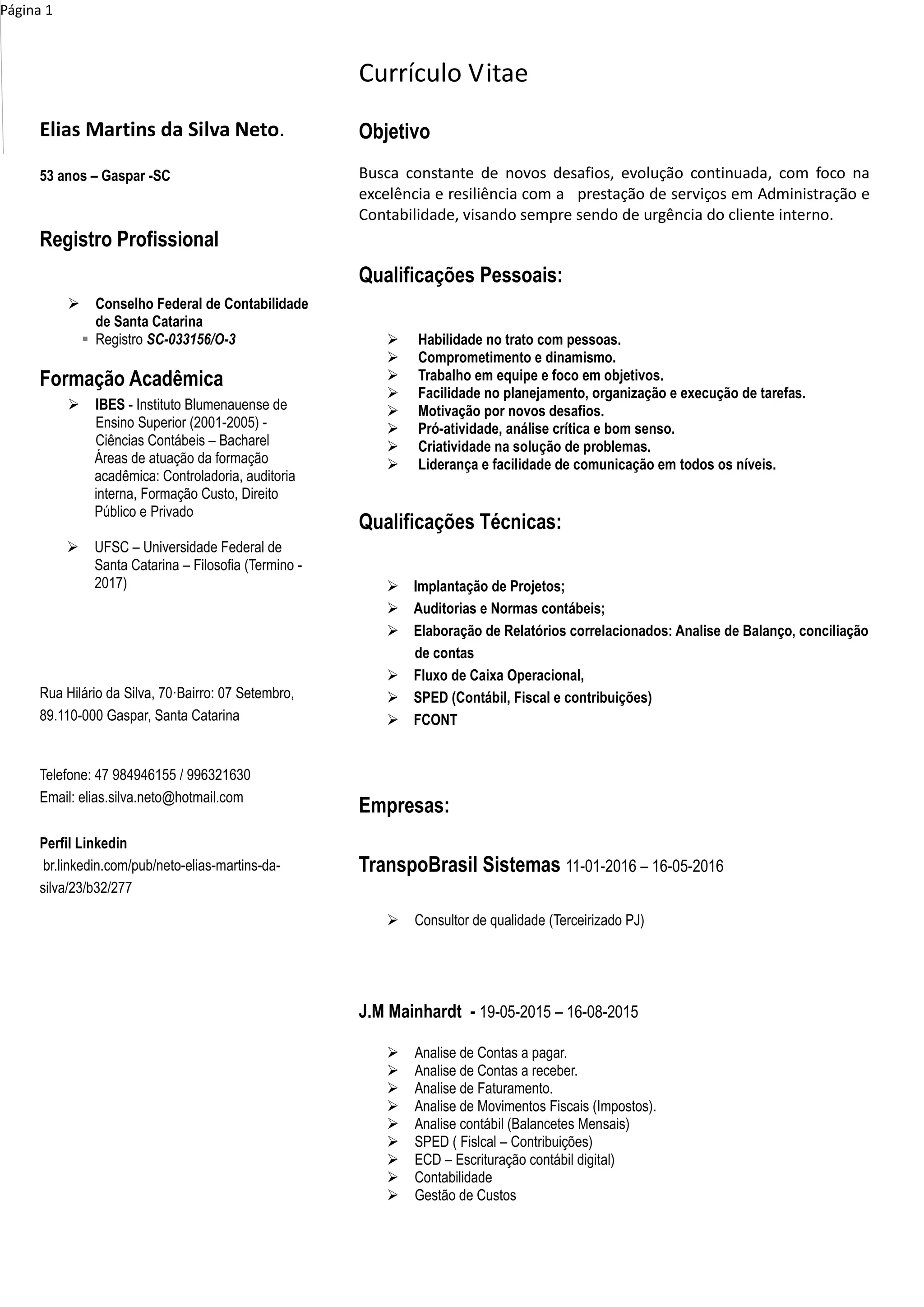 CV Elias Martins da Silva Neto | PDF