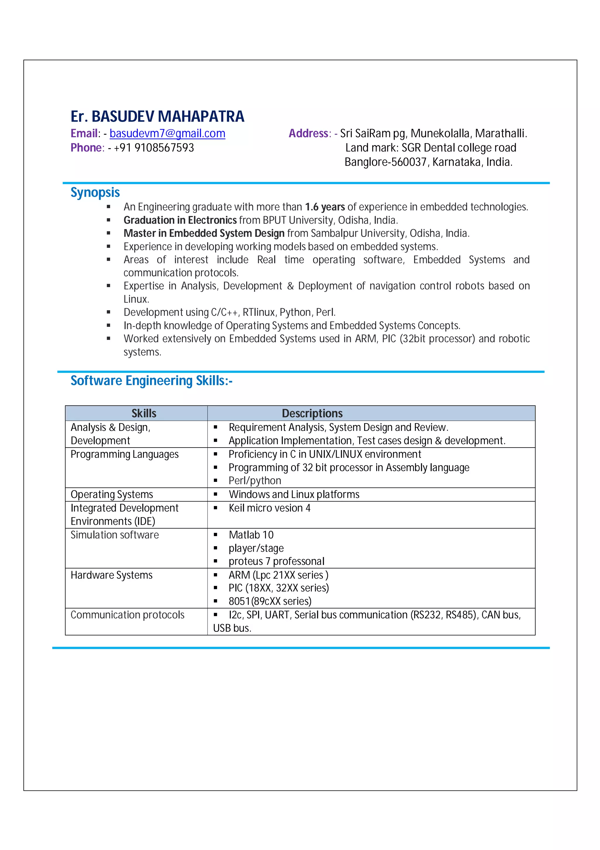 Cv new basu fresher embedded | PDF