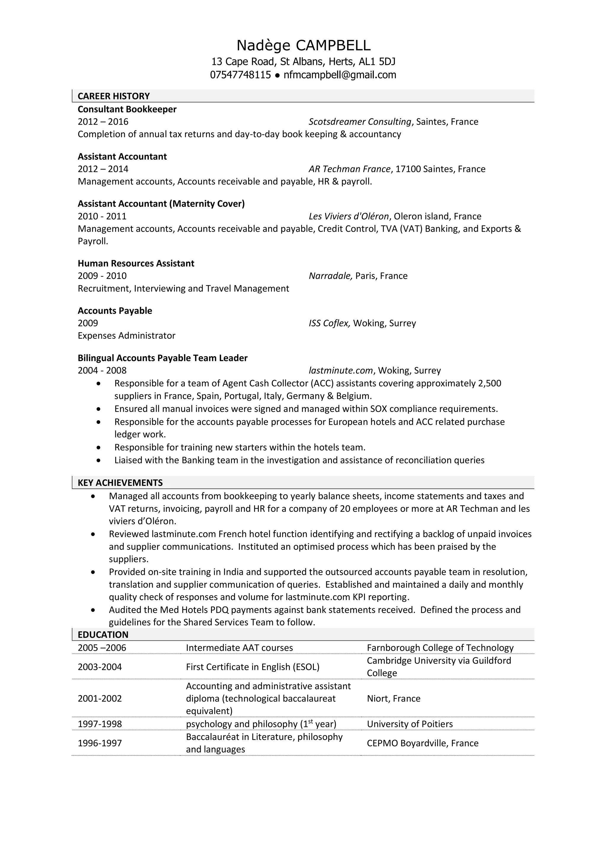 Cv nfm campbell | PDF | Business Accounting & Finance | Business