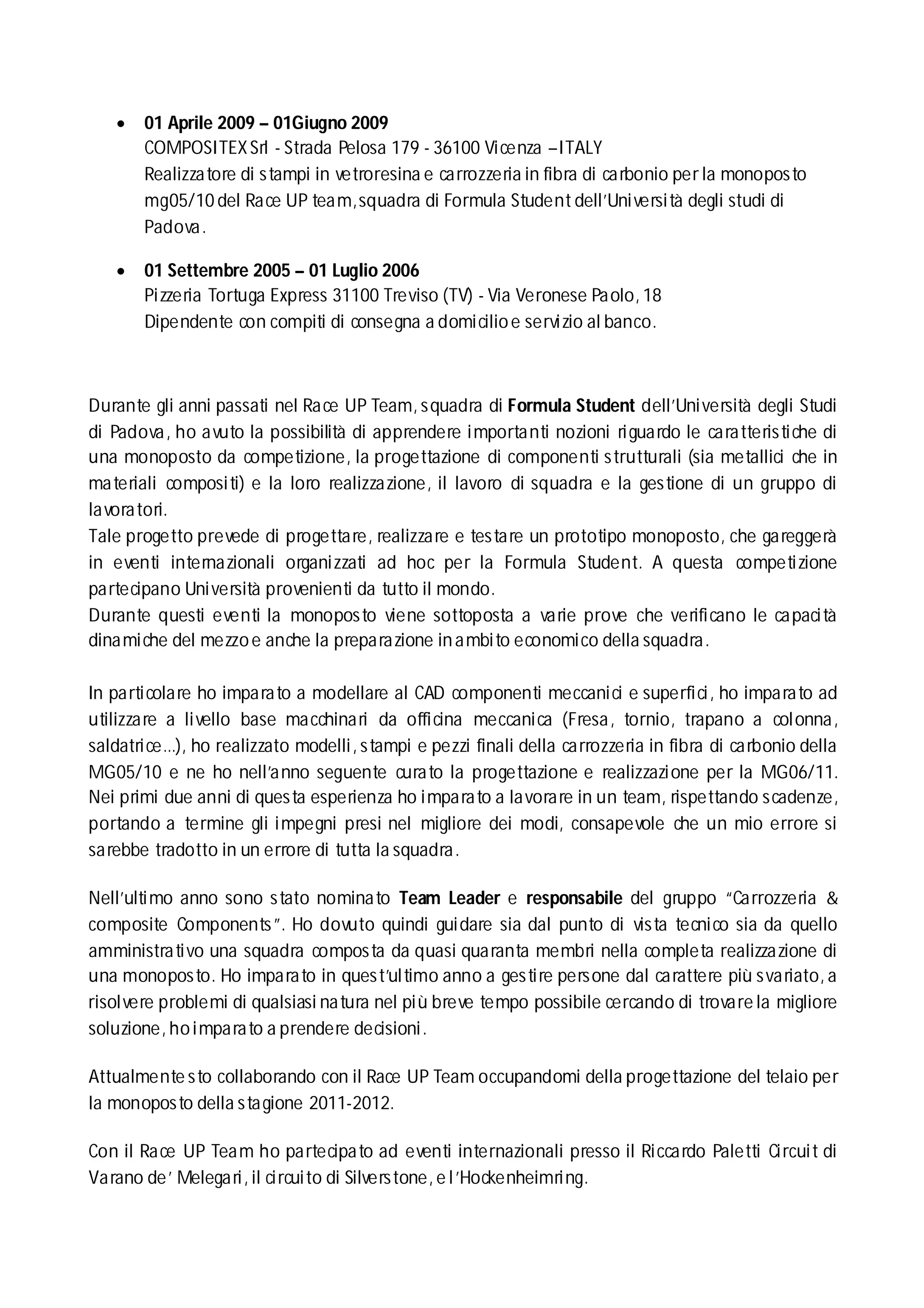Cv Niccolo Colombo | PDF | Automotive