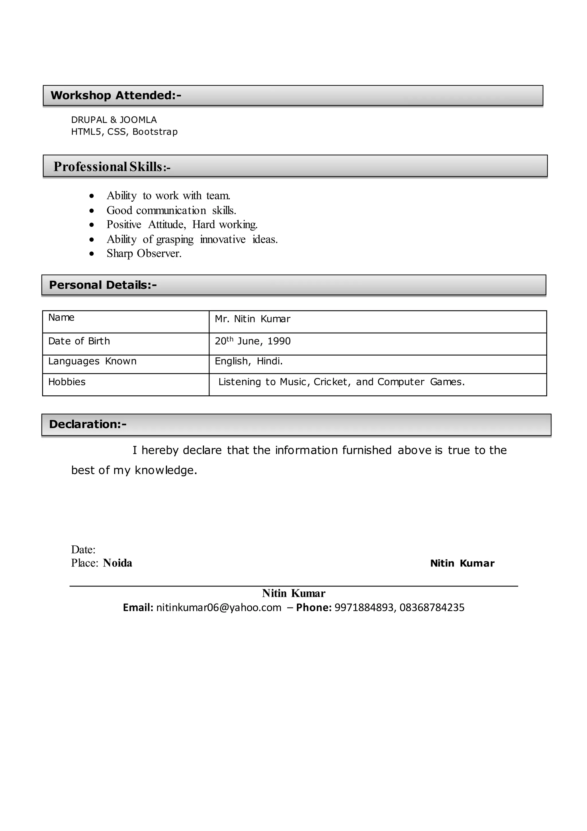 CV_Nitin_Kumar_2022 | DOCX
