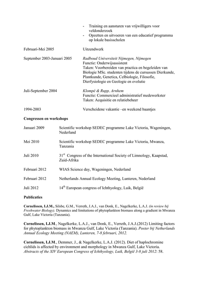 Cv nl ilse_cornelissen1 | PDF