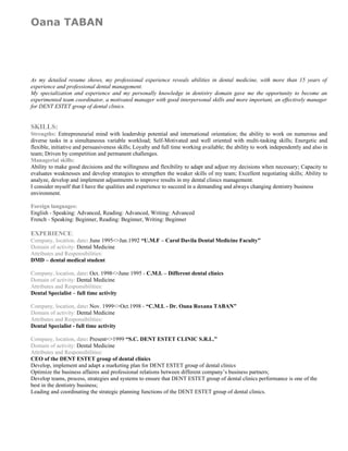 Cv Oana Taban Fondator | PDF