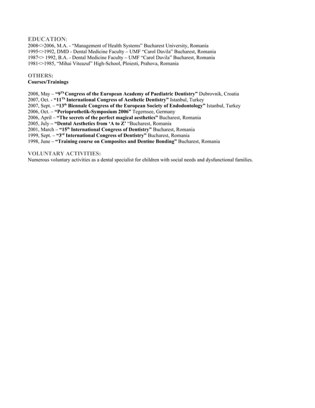 Cv Oana Taban Fondator | PDF