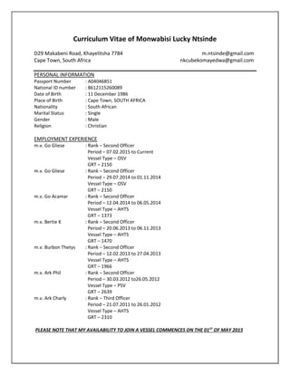 Cv of 2nd officer lucky | PDF