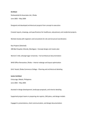 CV of Architect Professor A F M Mohiuddin Akhand.pdf