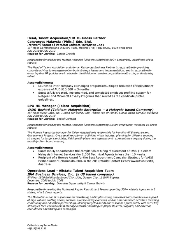 Cv of catherine joy alerta ver2 092315 | PDF