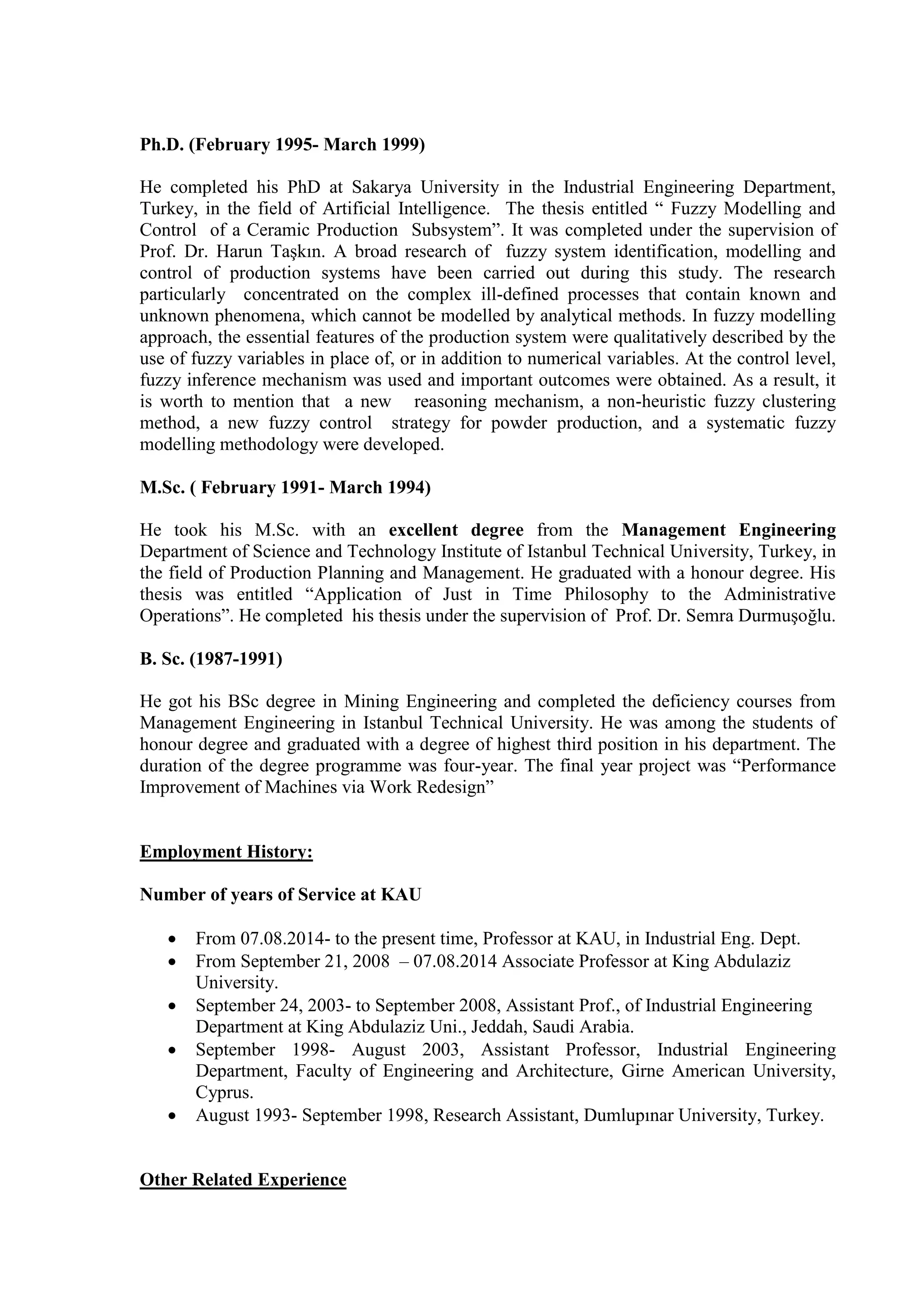 Cv of Dr. Osman Taylan | PDF