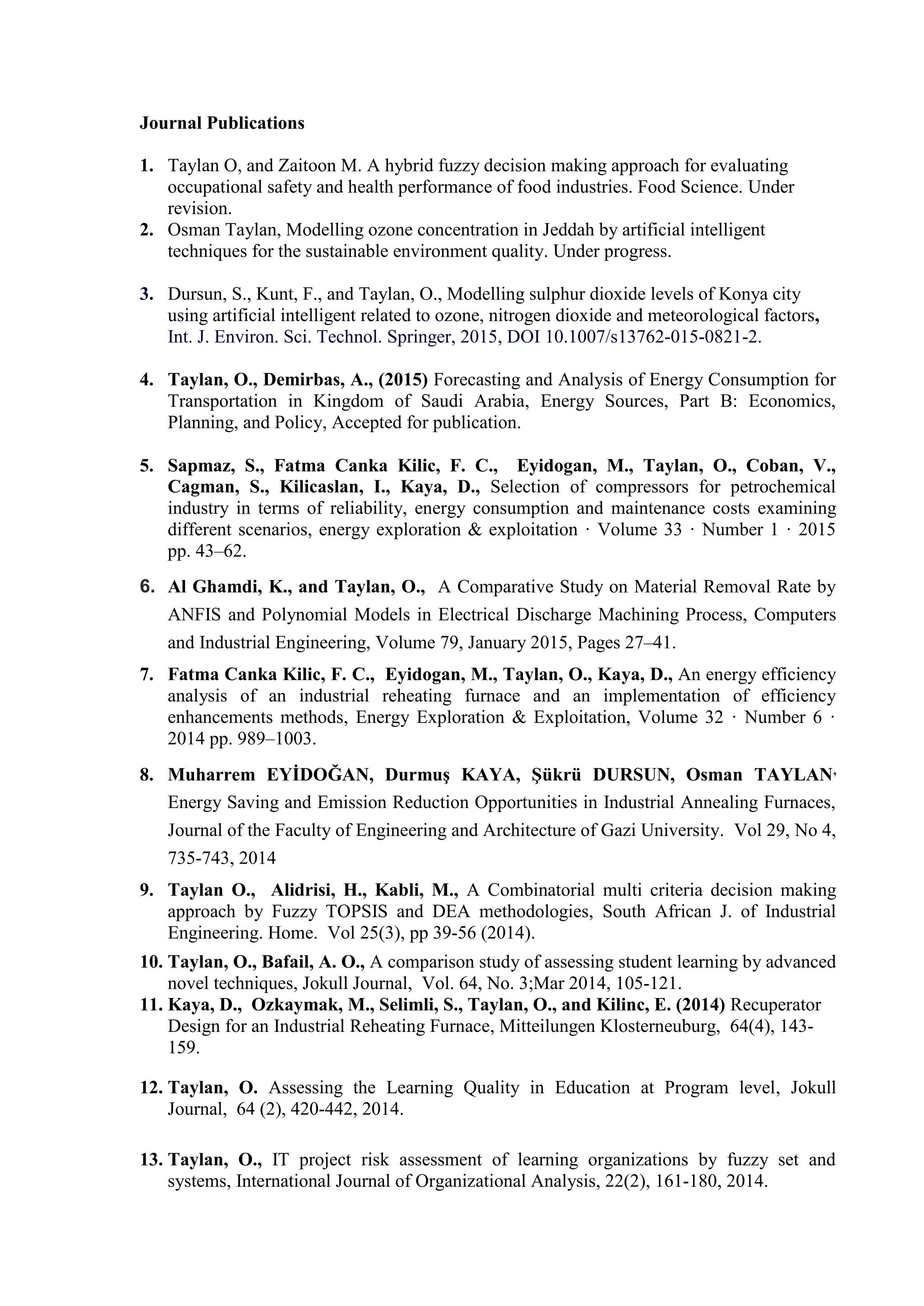 Cv of Dr. Osman Taylan | PDF