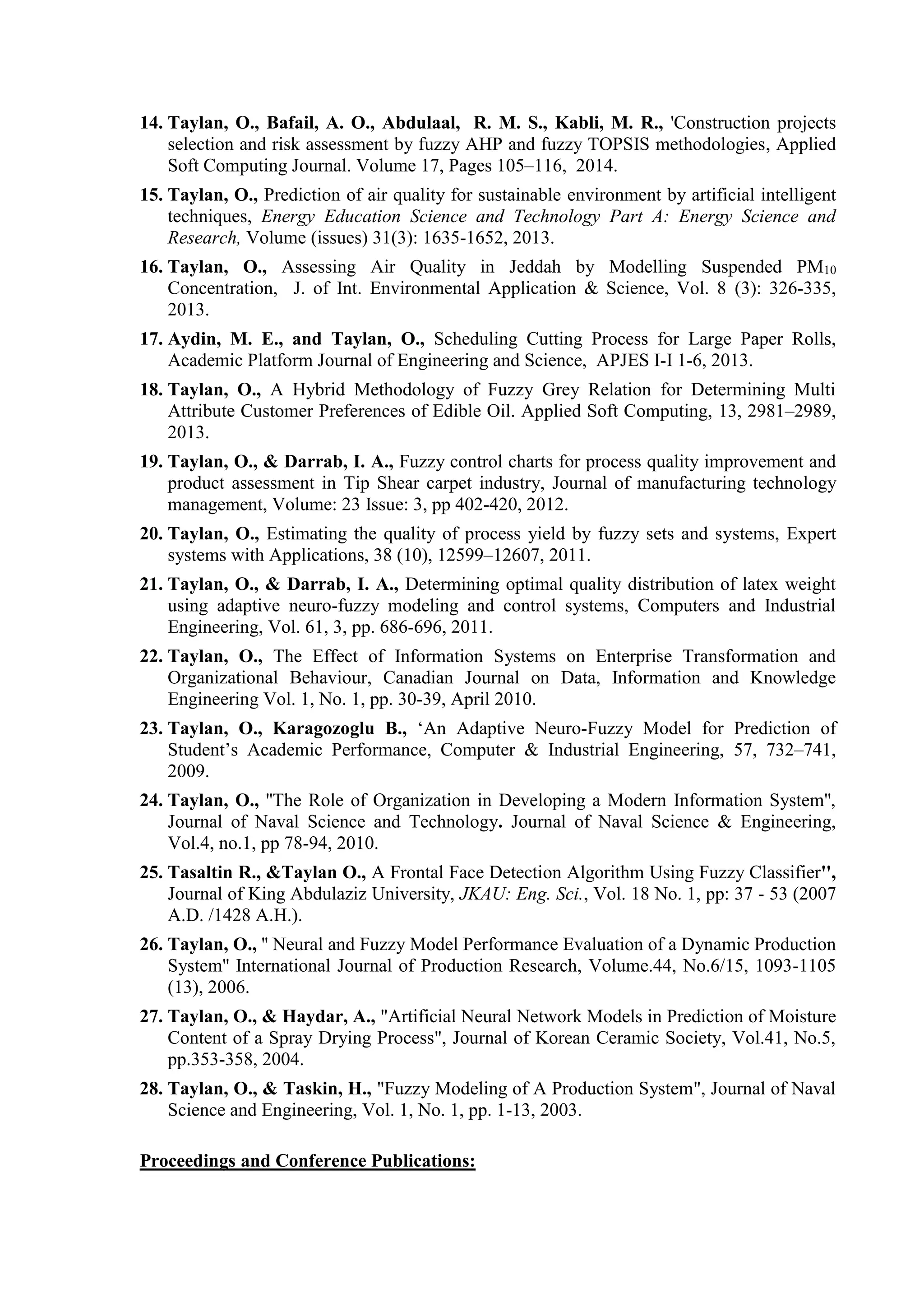 Cv of Dr. Osman Taylan | PDF