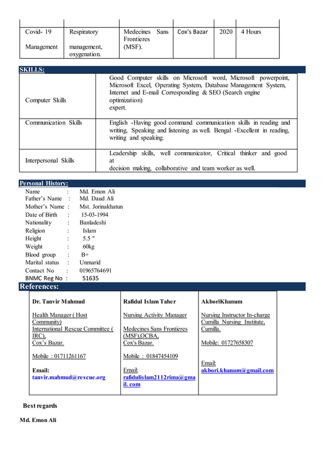 Cv of emon ali word | PDF