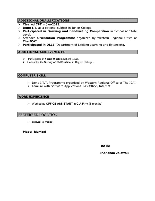 Cv of kanchan | PDF