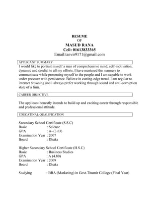 Resume of Masud Rana | PDF